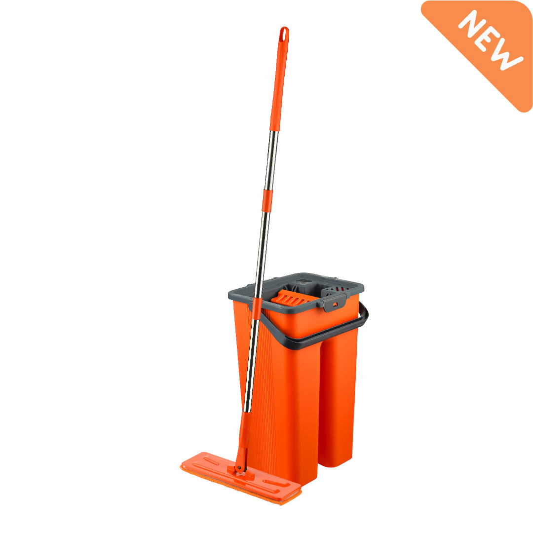 MACROMAX FLAT MOP AND BUCKET SET + FLAT MOP REFILL with 100% Microfibr ...