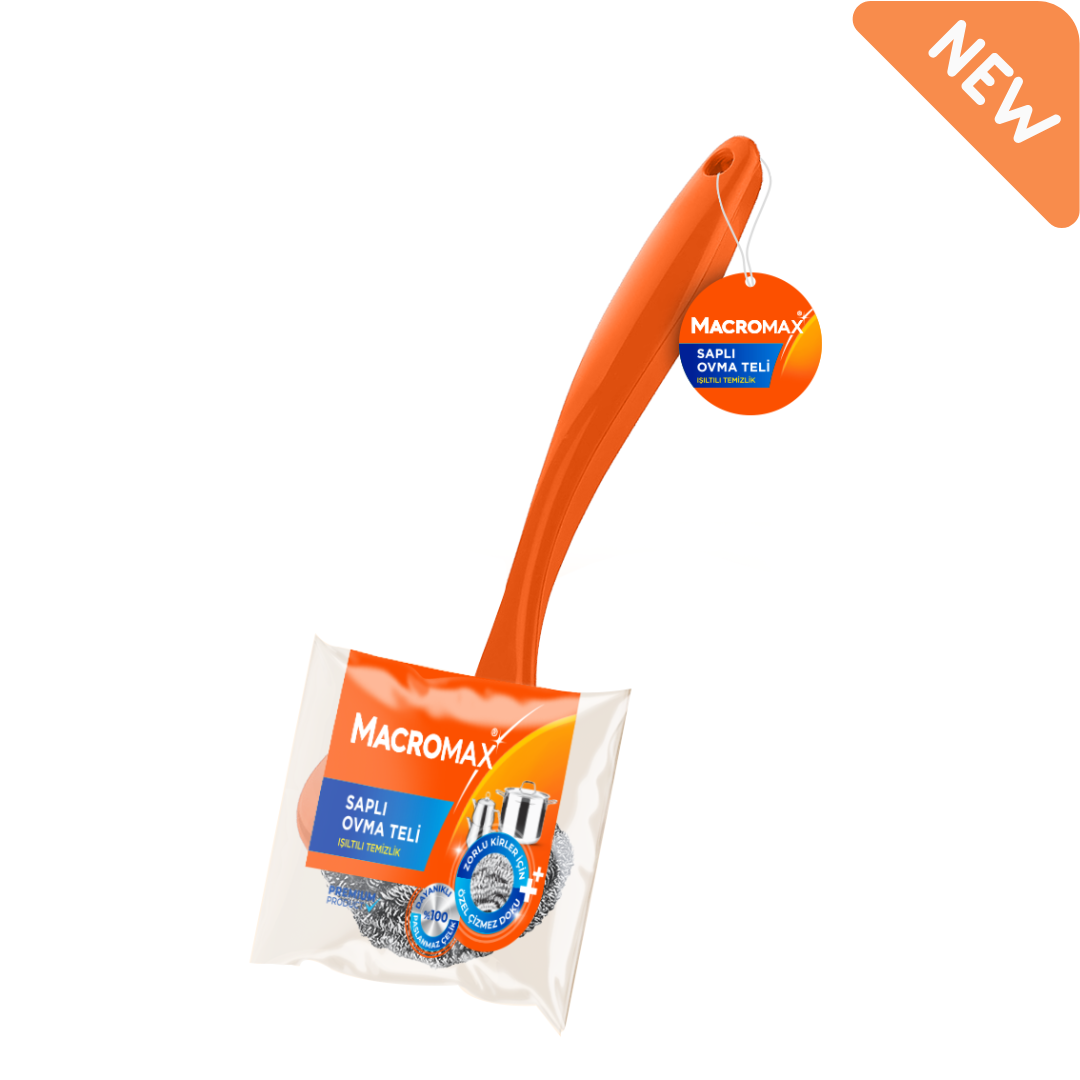 MACROMAX SCOURER WITH HANDLE – Non-Scratch Stainless Steel Scrubber fo ...
