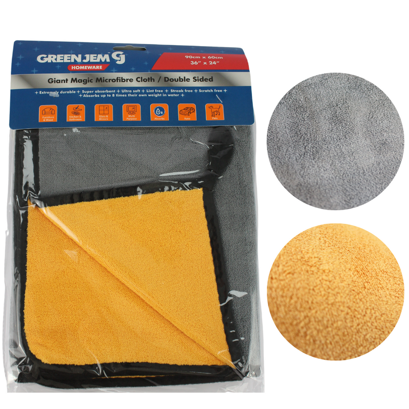 Giant Microfibre Cloth Double Sided Super Absorbent Lint Free (90cm x ...