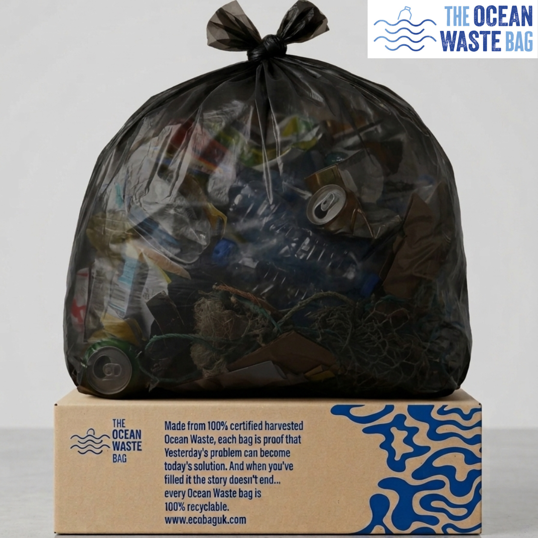 Ocean Waste Sacks 200 Pack 24mu 457 x 736 x 965mm Flat Pack Bags 90L ...